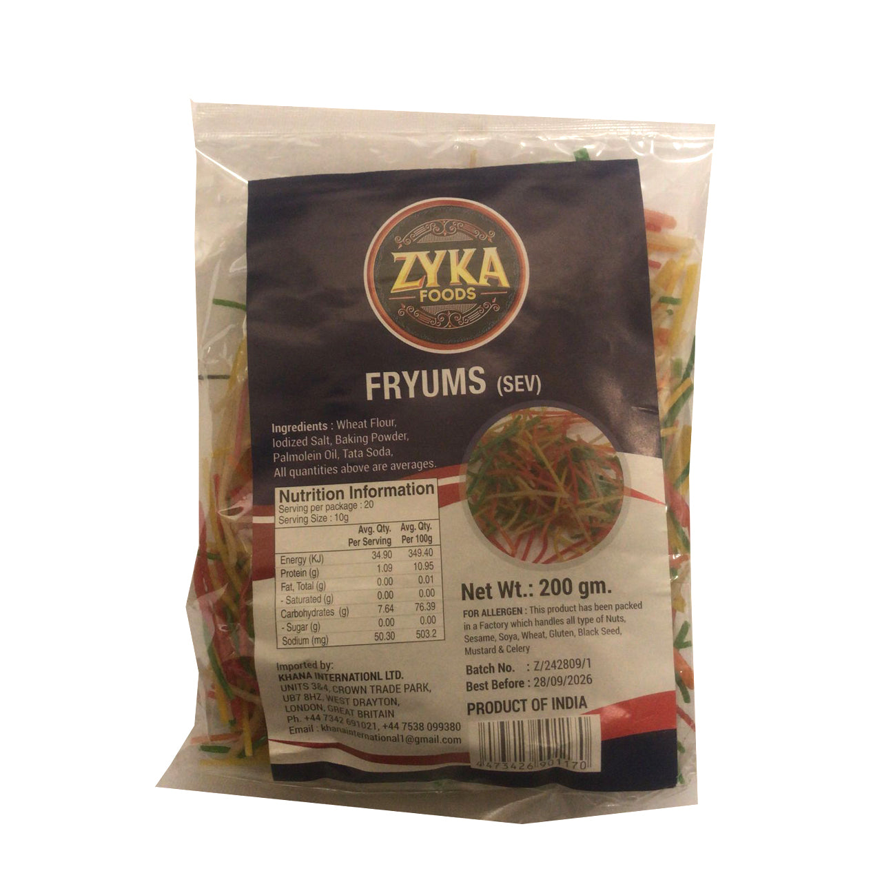 Shop Zyka Fryums Sev 200g ||Crispy Indian Fryums Snack || Ready to Fry ...
